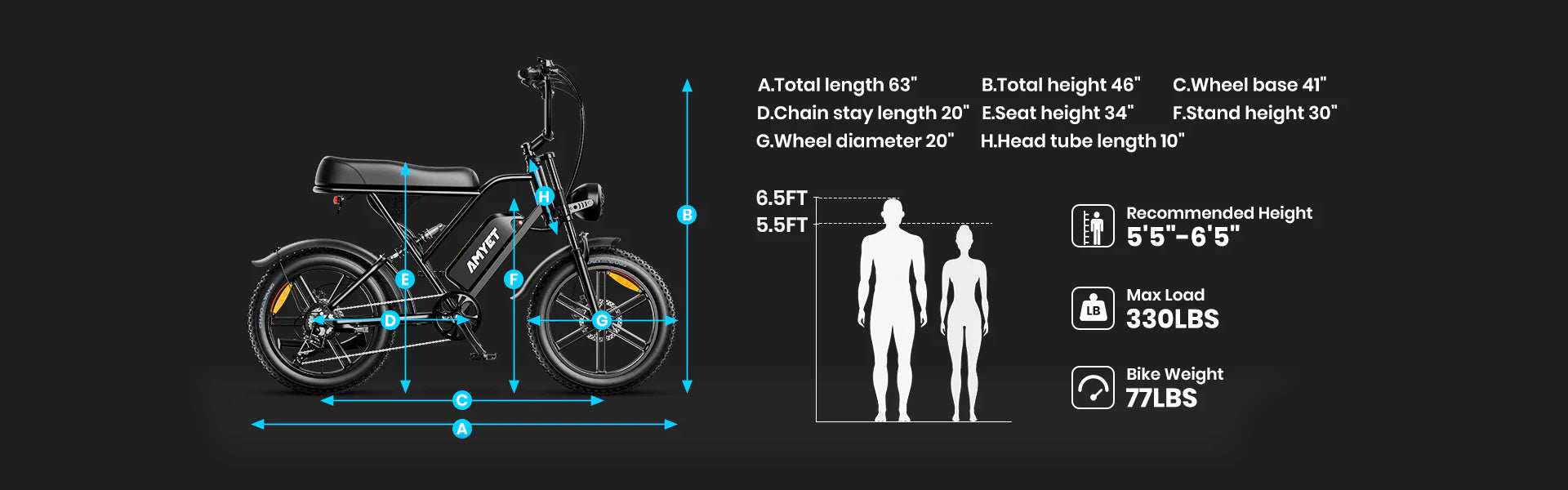 AMYET V9-G60 eBike 1000W Electric Bike - Combo – AMYET eBikes